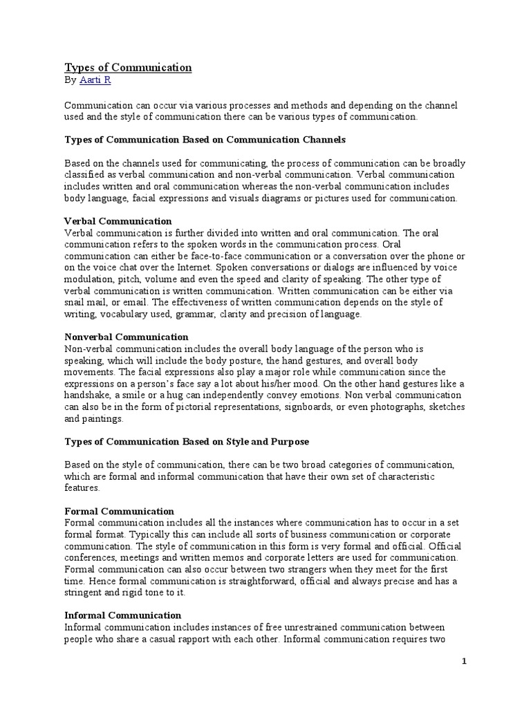 Types of Communication | PDF | Communication | Nonverbal Communication