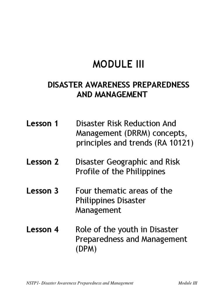 NSTP1 MODULE 3 Disaster Awareness Preparedness and Management | PDF ...