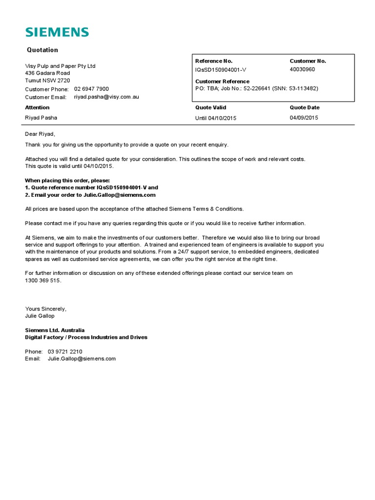 53-113482 Siemens Quotation IQsSD150904001-V - Visy Pulp and Paper Pty ...