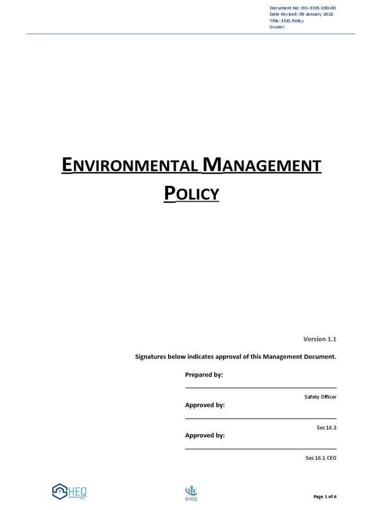 02-003 Environmental Policy | PDF | Environmental Impact Assessment ...