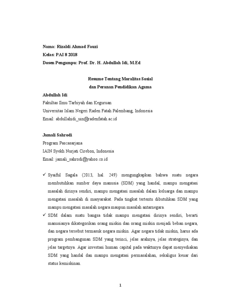 Resume Jurnal Abdullah Idi | PDF