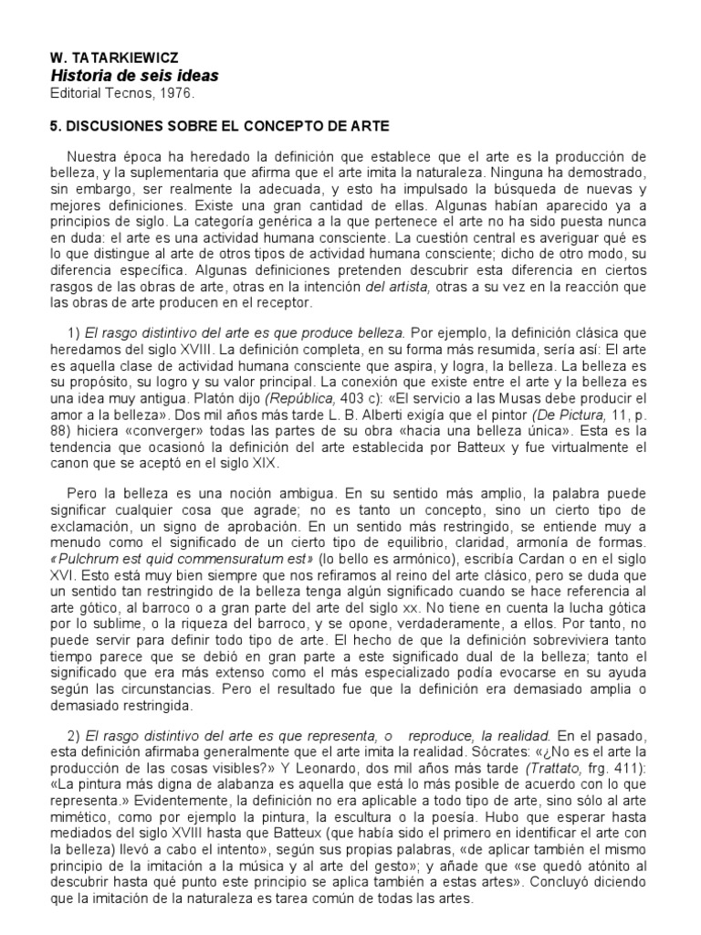 TATARKIEWICZ | PDF | Platón | Estética