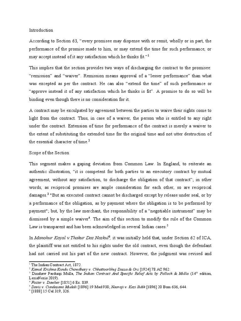 It Was Initially Held That, Under Section 62 of ICA | PDF ...