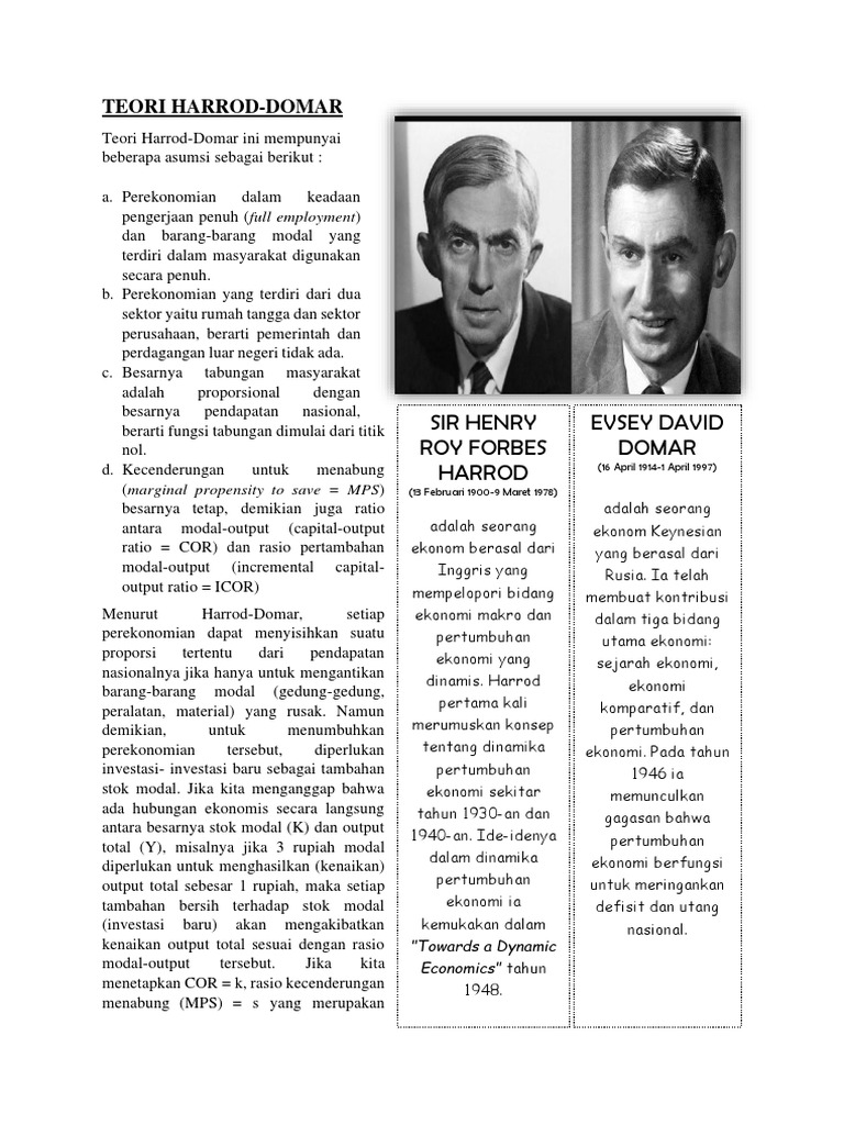 Teori Harrod-Domar dan Pertumbuhan Ekonomi | PDF