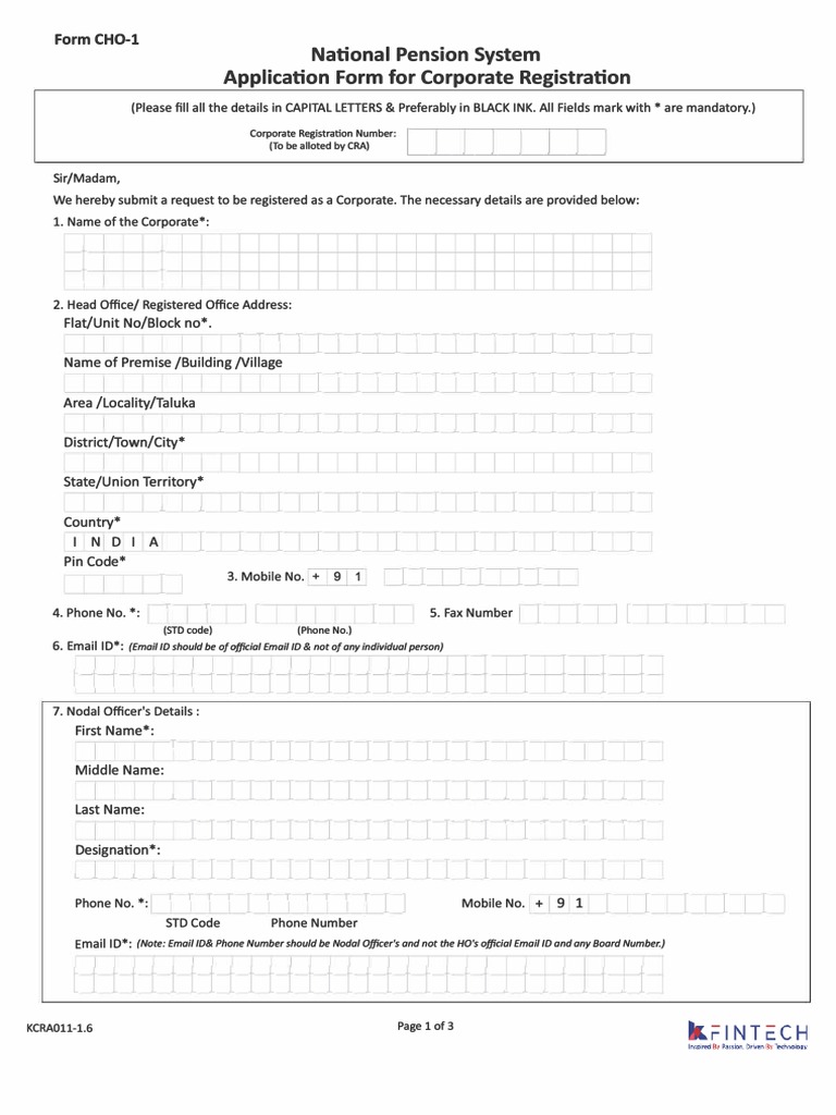CHO Registration Form | PDF | Pension | Investing