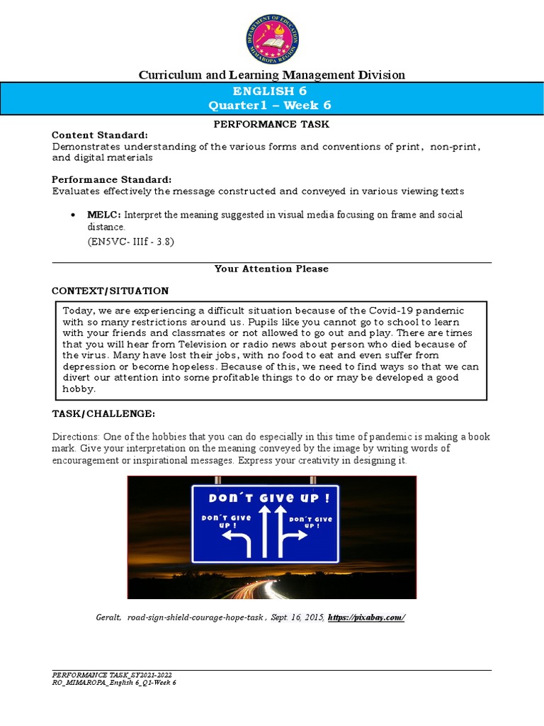 Performance Task English | PDF | Rubric (Academic) | Communication
