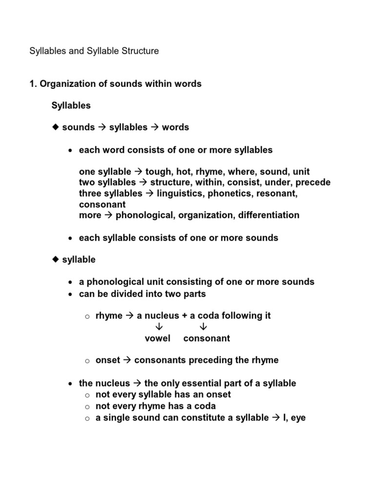 Syllable Structure | PDF