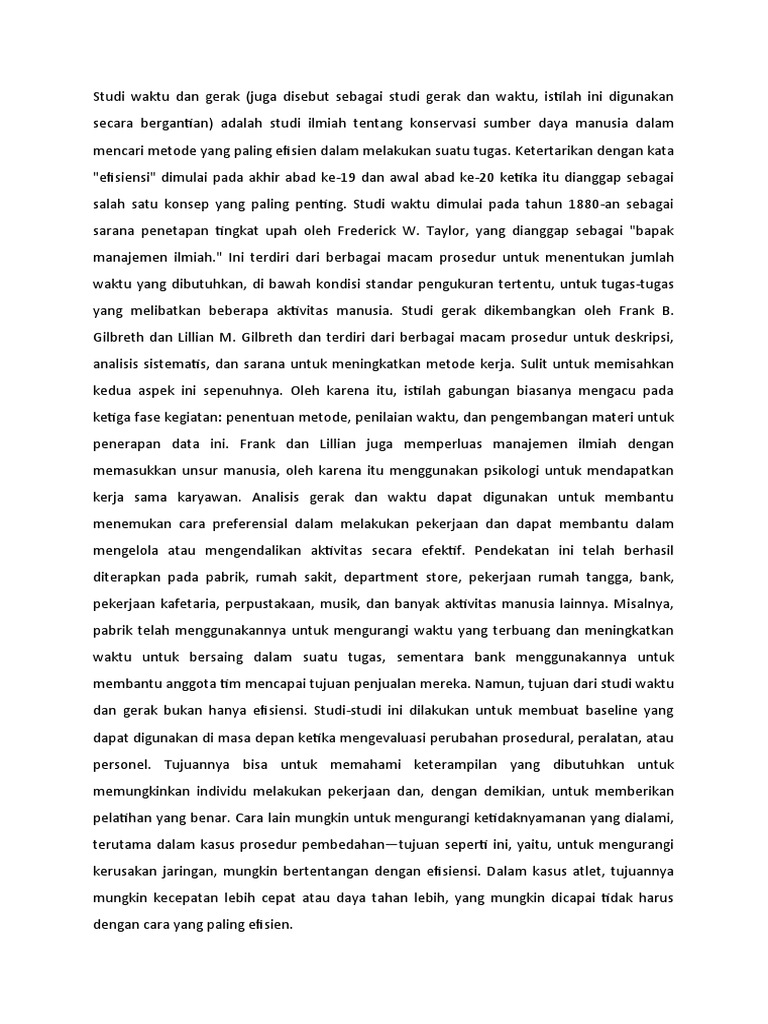 Studi Waktu Dan Gerak | PDF