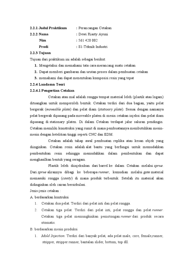 Perancangan Cetakan | PDF | Griya & Taman | Teknologi & Rekayasa