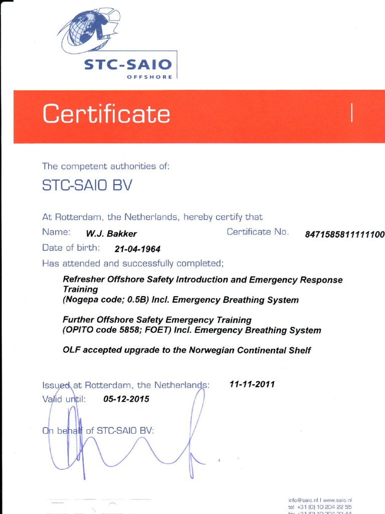 Offshore Safety Certification Refresher Training | PDF