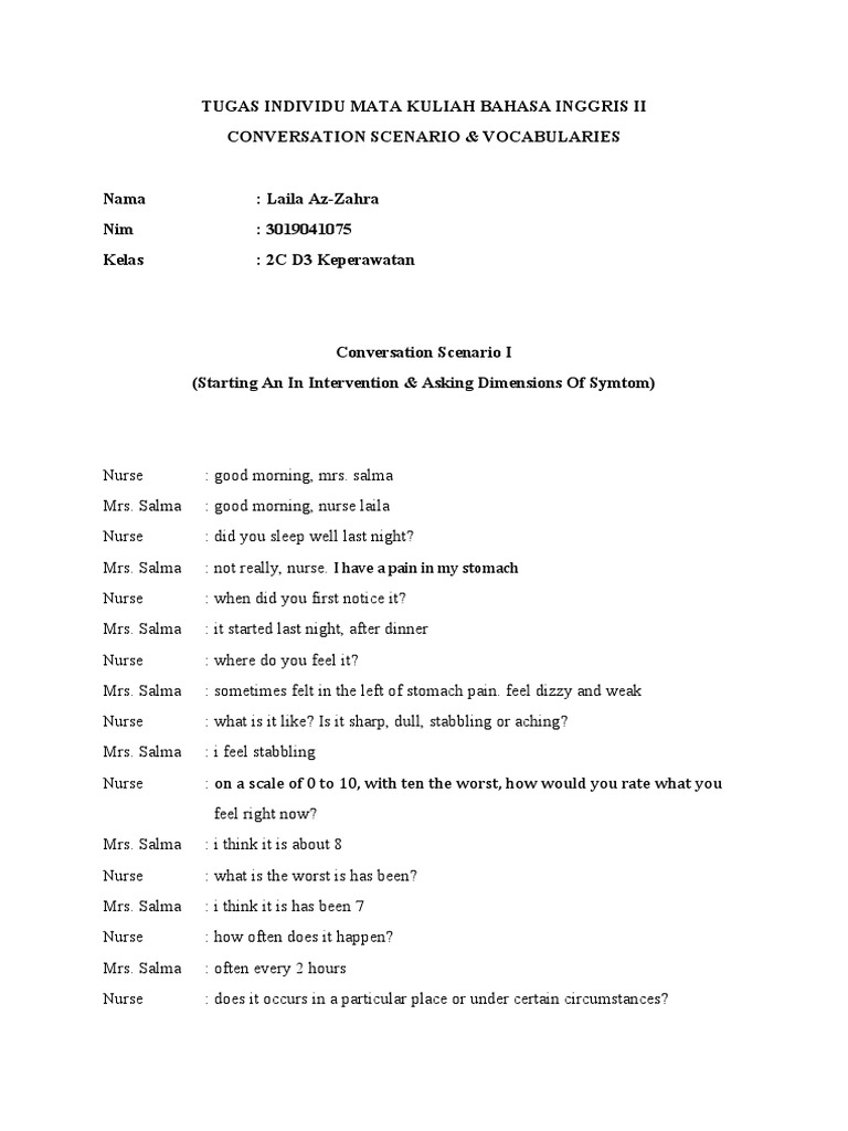 English Conversation Scenarios for Nurses | PDF | Clinical Medicine