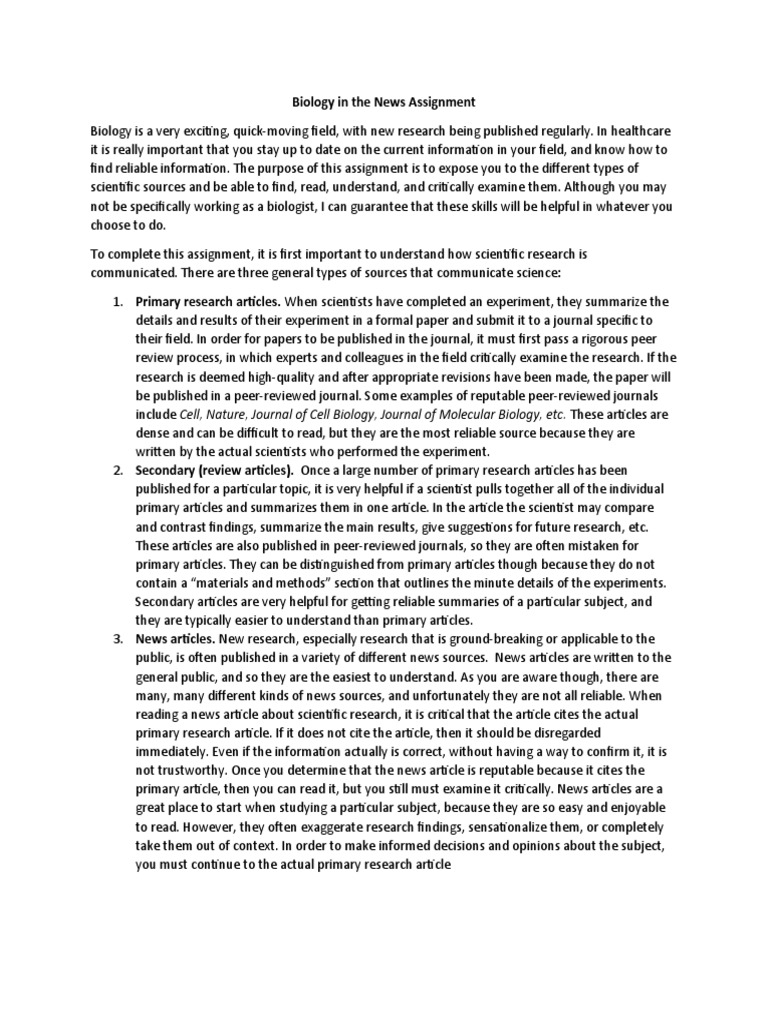 101 Biology in The News Assignment REMOTE | PDF | News | Academic ...