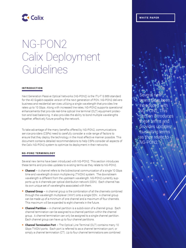 NG-PON2 Calix Deployment Guidelines | PDF | Telecommunications ...