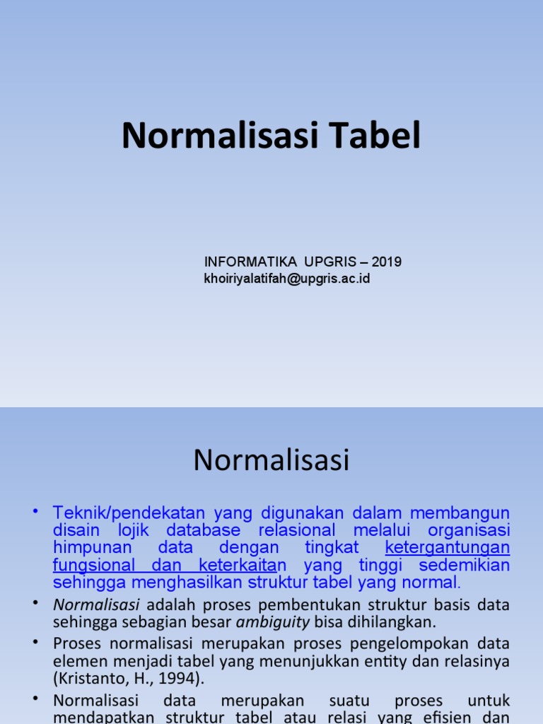 Normalisasi Tabel | PDF