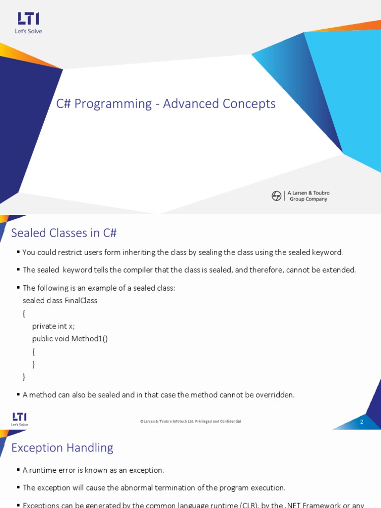 C# Programming - (Advanced Concepts) | PDF | Class (Computer ...