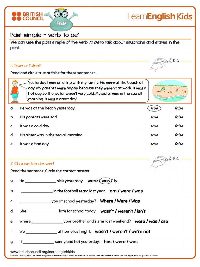 Grammar Practice Past Simple Verb To Be Worksheet | Download Free PDF ...