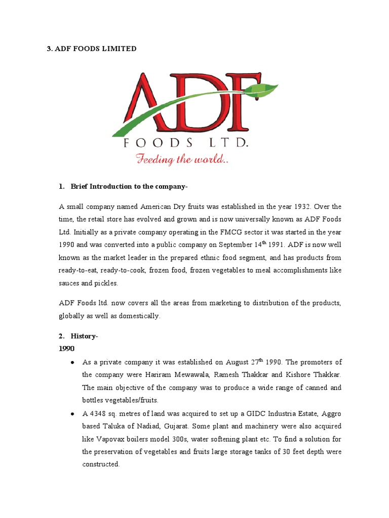 Adf Foods Limited | PDF | Expense | Chutney