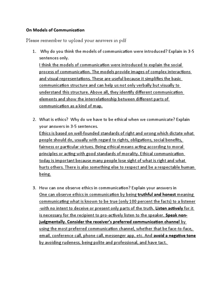 QUIZ - On Models of Communication | PDF