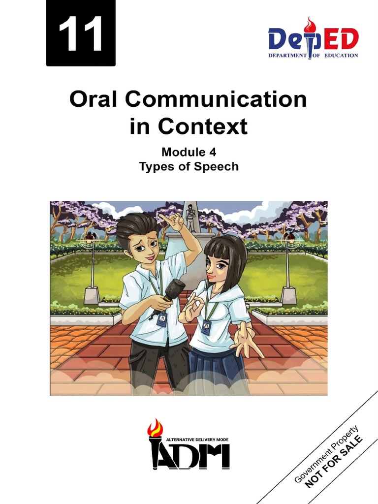 Signed Off - Oral Comm11 - q2 - m4 - Types of Speech - v3 | PDF ...