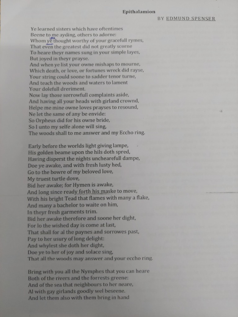 Epithalamion Poem Lines | PDF