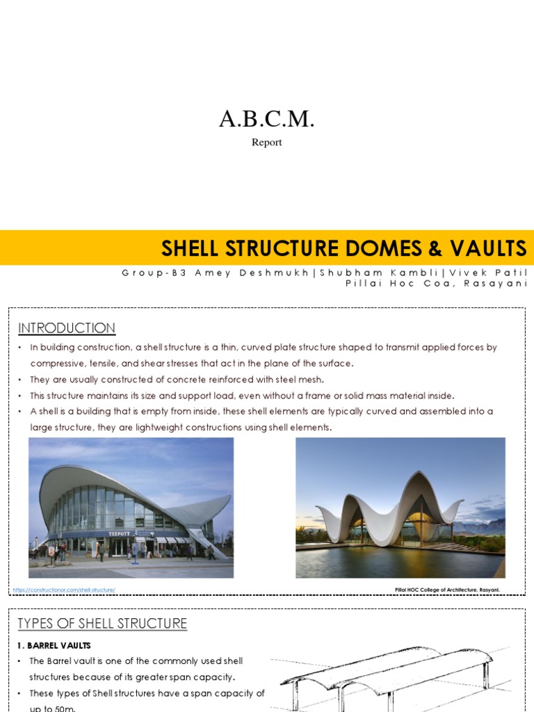 ABCM DOMES, SHELLS & VAULTS - Report 4 - Group B3 | PDF | Dome | Vault (Architecture)