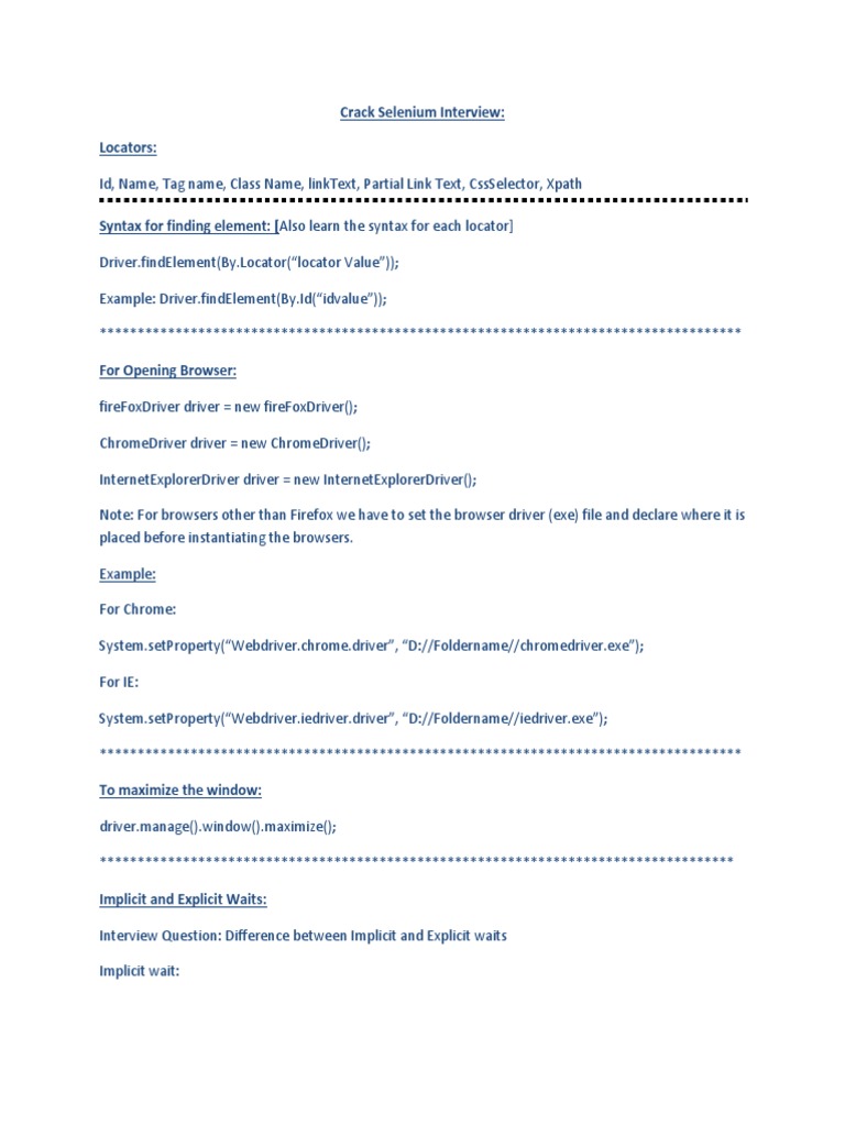 Crack Selenium Interview Pdf Method Computer Programming Programming