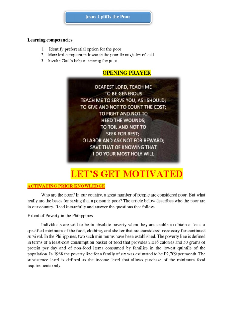 Jesus Uplifts The Poor | PDF | Poverty | Poverty & Homelessness