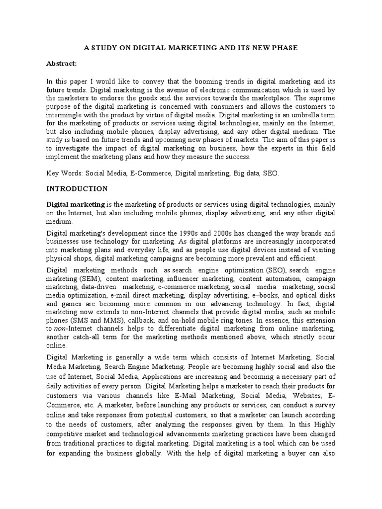 A Study On Digital Marketing and Its New Phase | PDF | Digital ...