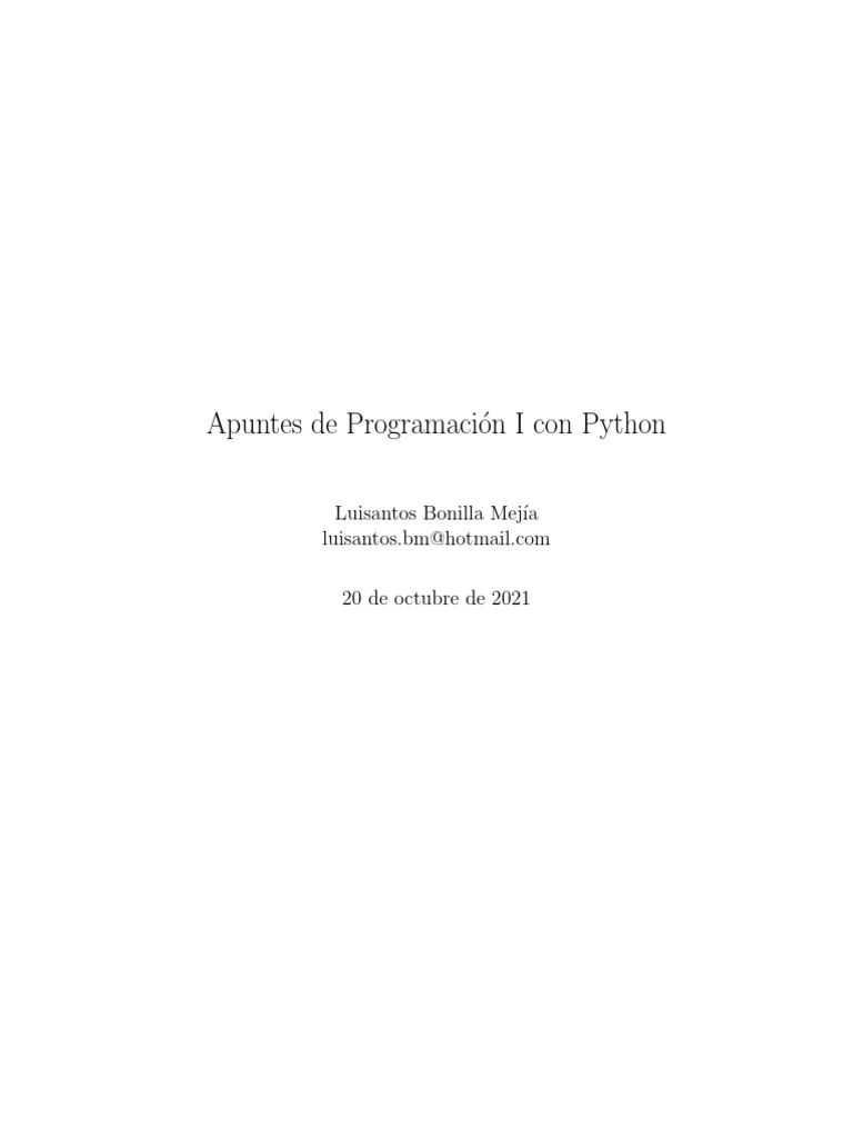 Apuntes De Programación I Con Python Pdf Lenguaje De Programación Programación De Computadoras 
