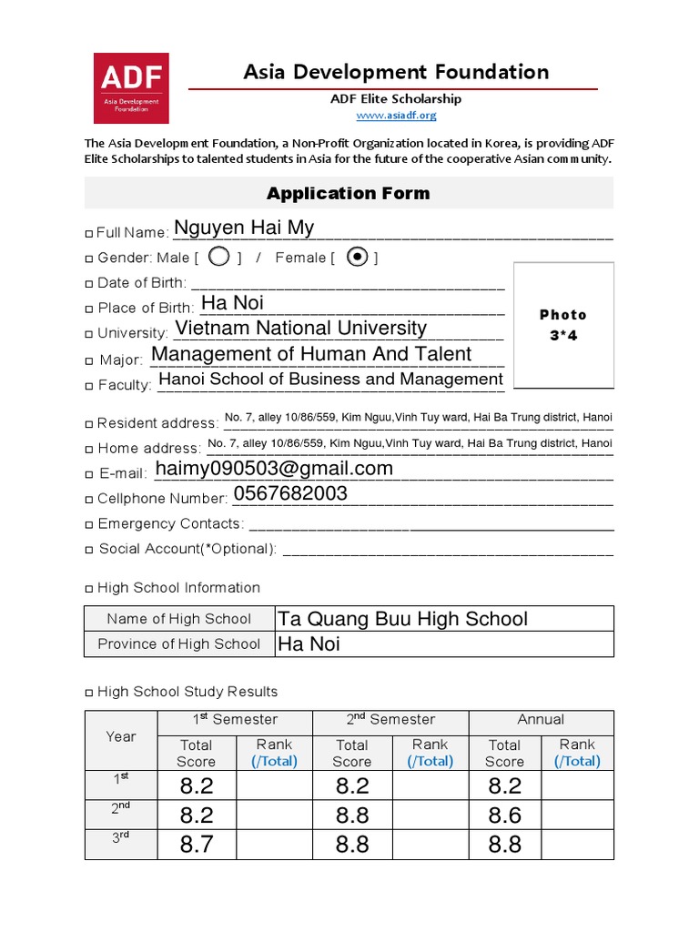 (ADF Elite) Application Form | PDF | Hanoi