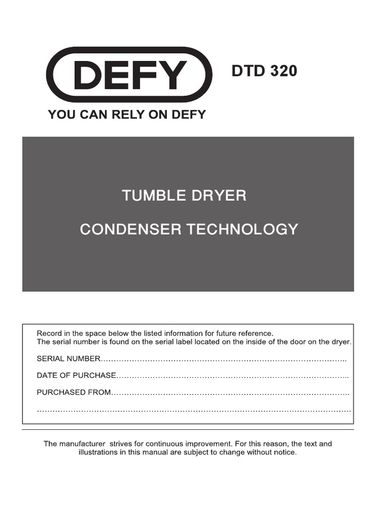 DTD 320 - User Manual File Longen - US | PDF | Clothes Dryer | Washing ...