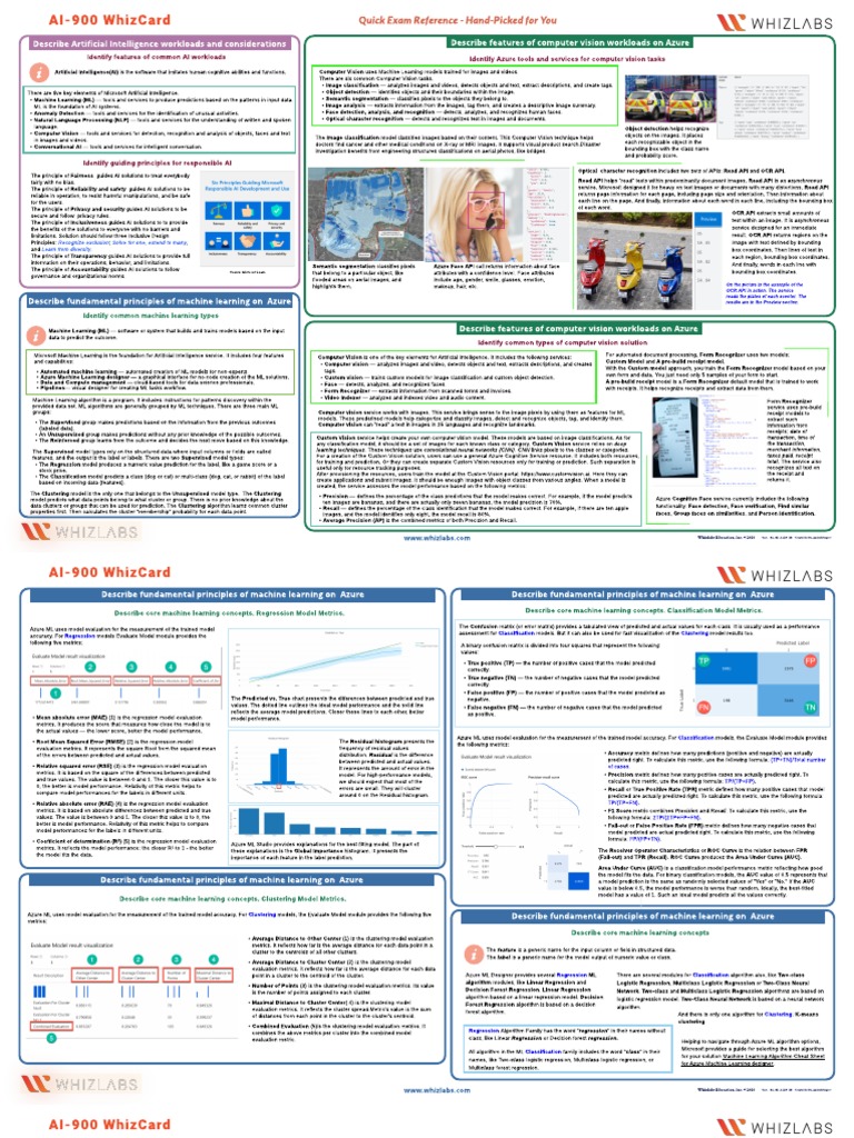 Ai-900 Whi Zcar D: Quick Exam Reference - Hand-Picked For You | PDF | Receiver Operating ...