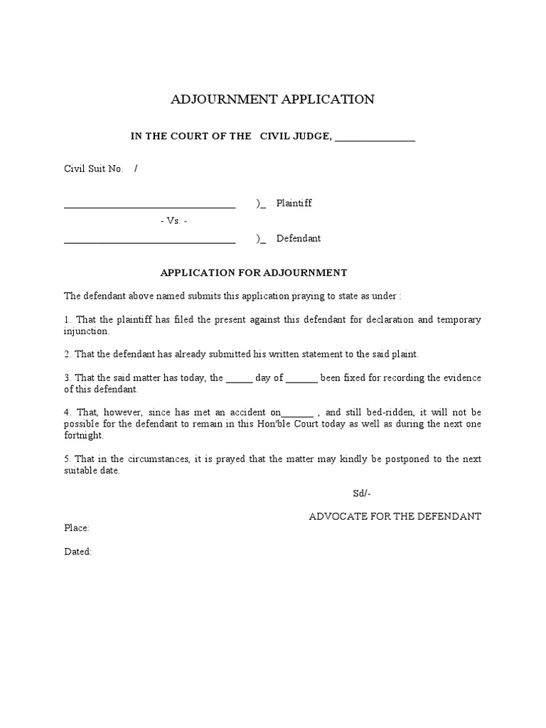 Adjournment Application | PDF
