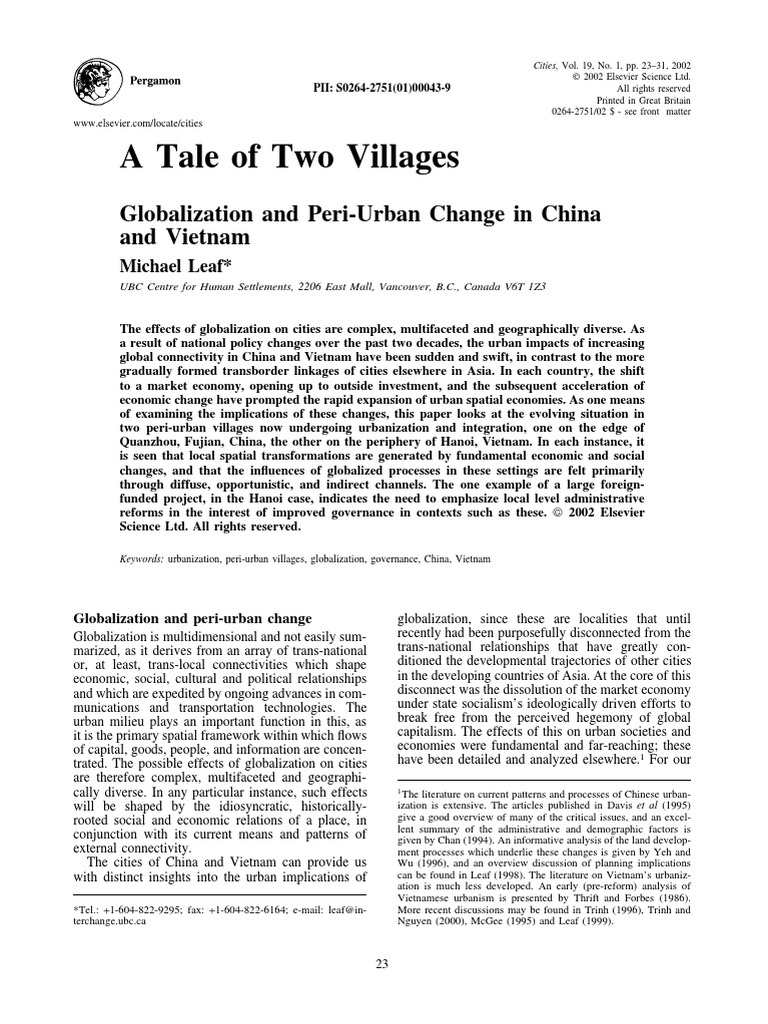 A Tale of Two Villages | PDF | Globalization | Vietnam