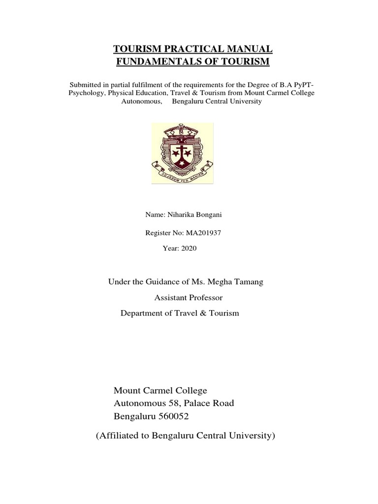 Tourism Practical Manual Fundamentals of Tourism | PDF | Academic Degree
