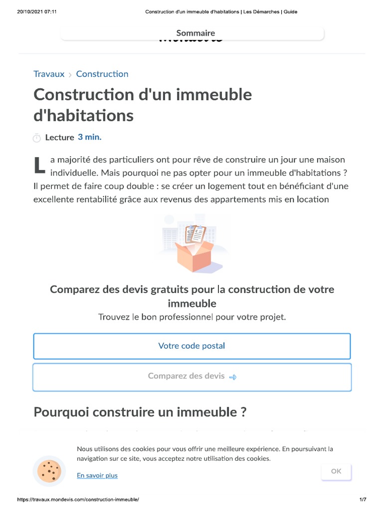 Construction D'un Immeuble D'habitations | PDF
