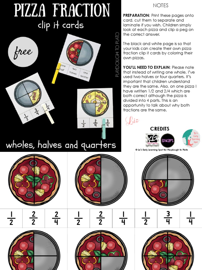 Pizza Fraction Clip Cards | PDF