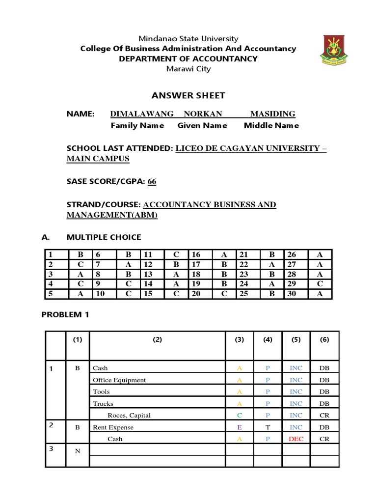 Act 110 Activity 2 (Answer Sheet - Dimalawang) | PDF | Expense ...