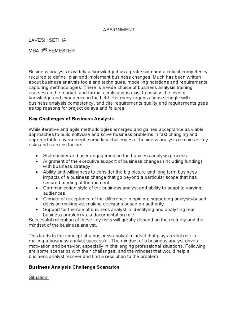 Key Challenges of Business Analysis | Download Free PDF | Business ...