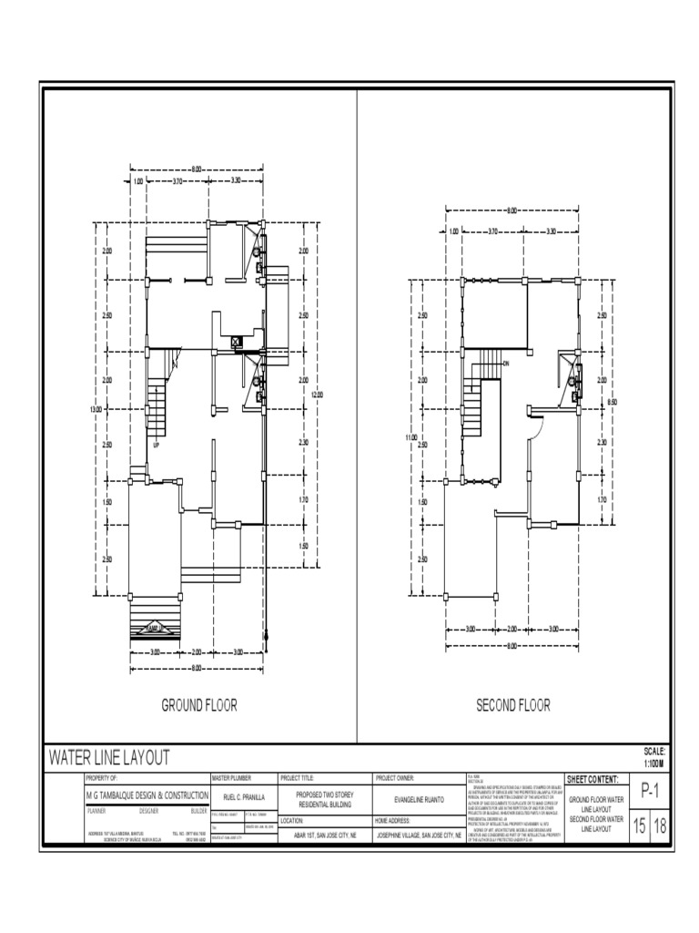 Water Line Layout P-1: Second Floor Ground Floor | PDF