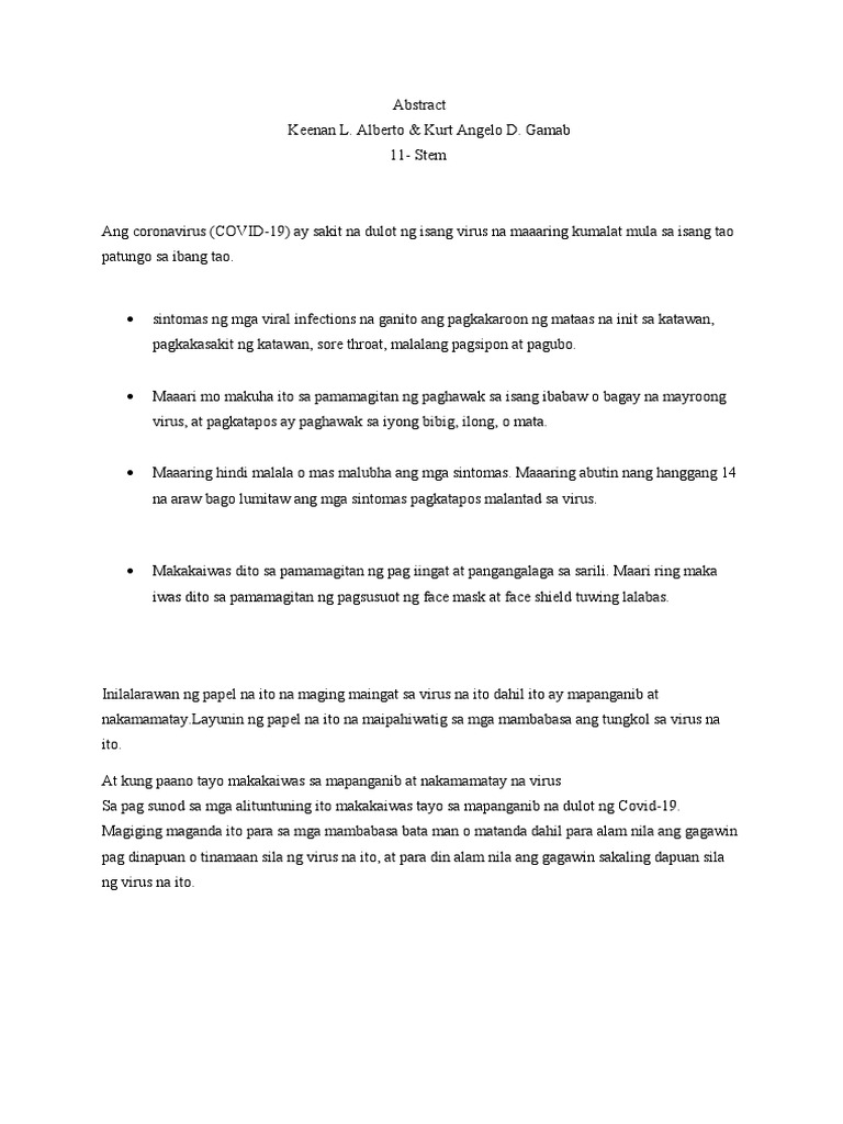 Keenan Alberto & Kurt Gamab (Abstrak) Filing Larangan | PDF