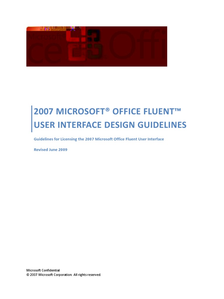 2007 Microsoft Office Fluent UI Design Guidelines - License | PDF | Tab ...
