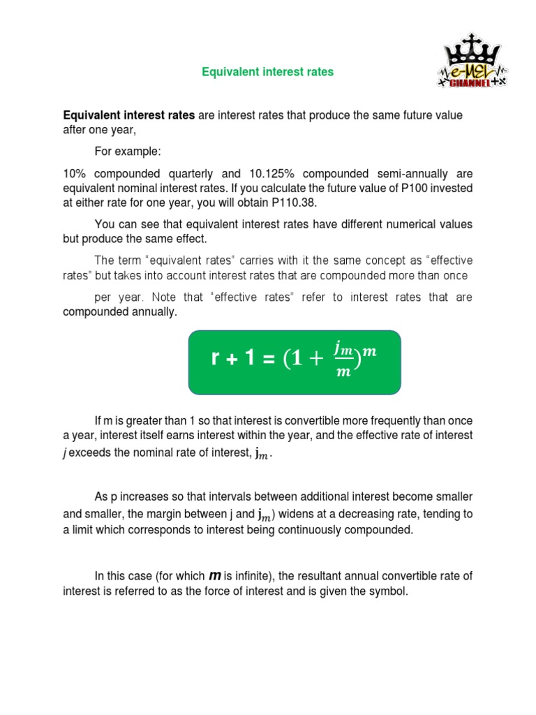 Equivalent Interest Rates Explained | PDF | Interest | Compound Interest