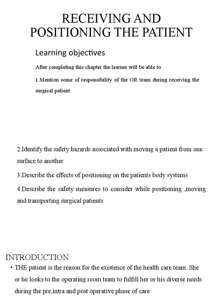 Patient Positioning for Surgery Guide | PDF | Anesthesia | Surgery