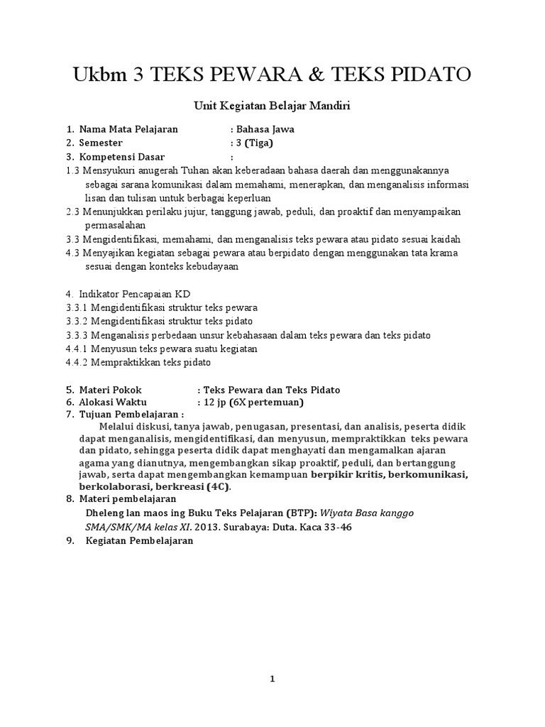 Ukbm 3 TEKS PEWARA | PDF