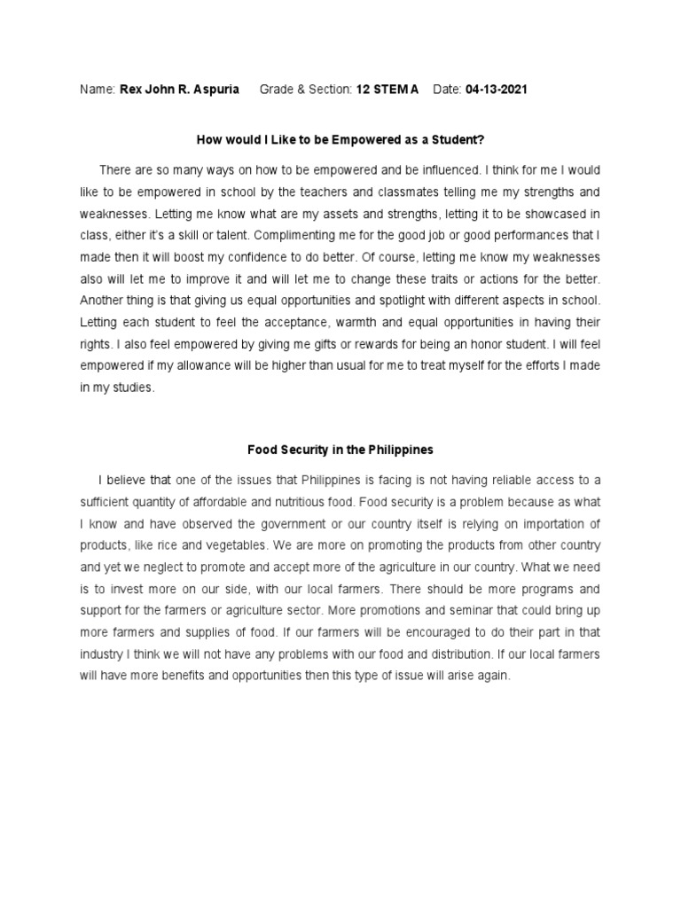 Empowerment and Food Security | PDF