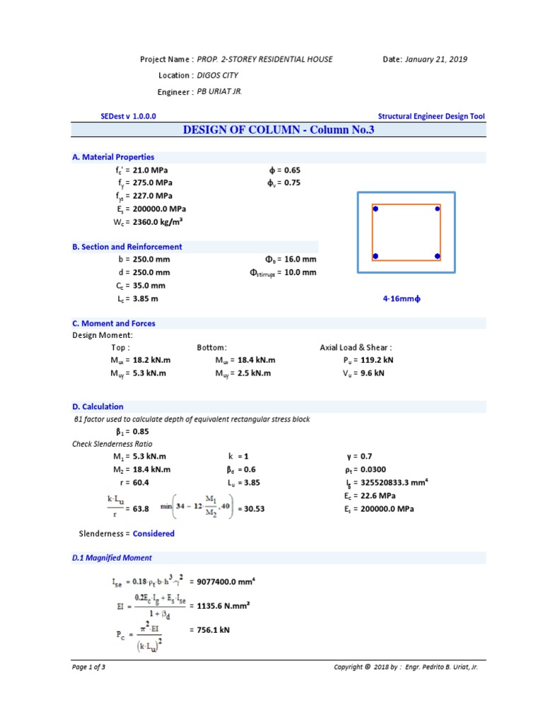 SEDest ConColumn Report - Column No.3 | PDF | Structural Engineering | Solid Mechanics