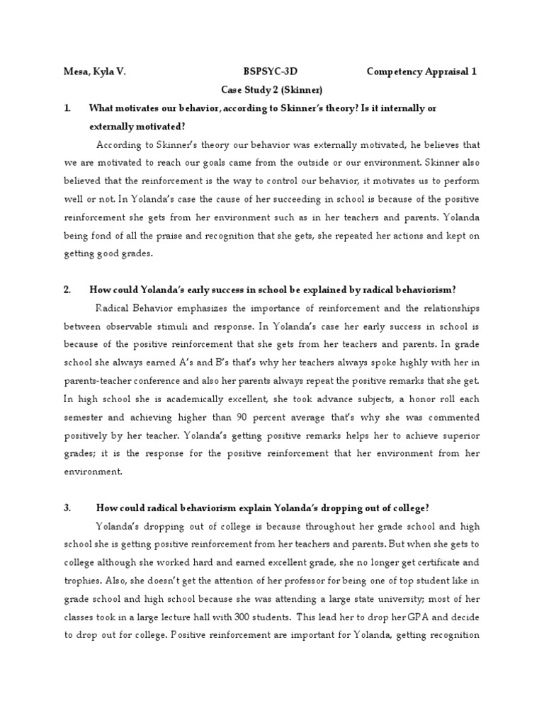 Case Study 2 (Skinner) - Mesa, Kyla v. - bspSYC-3D | Download Free PDF ...