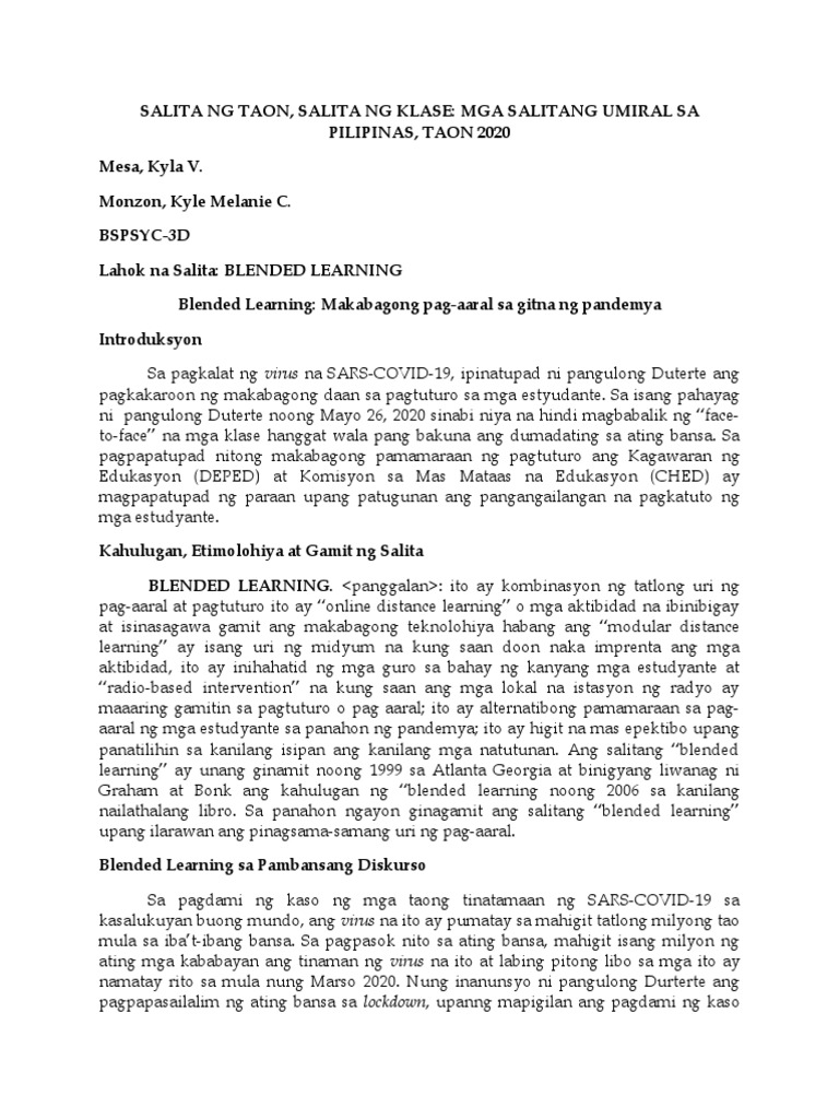 Bspsyc-3d Mesa, Kyla Monzon, Kyle Melanie Salitanngtaon | PDF