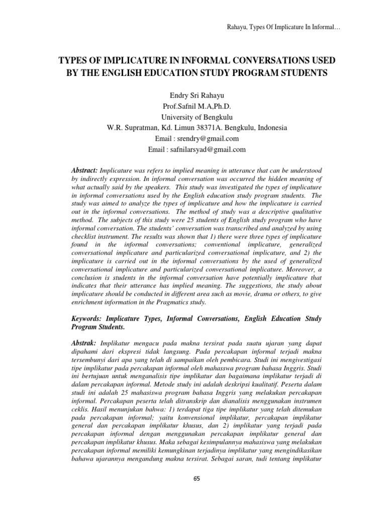 Types of Implicature in Informal Conversations Used by The English ...